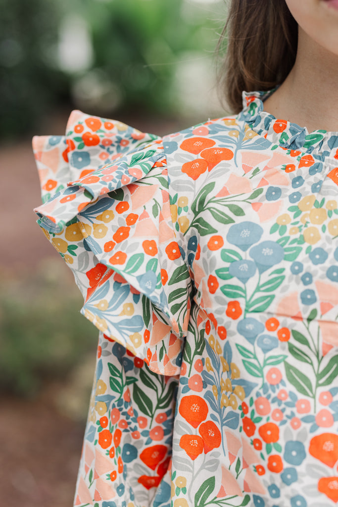 Girls: Just Be Joyful Green Floral L/S Blouse – Shop the Mint