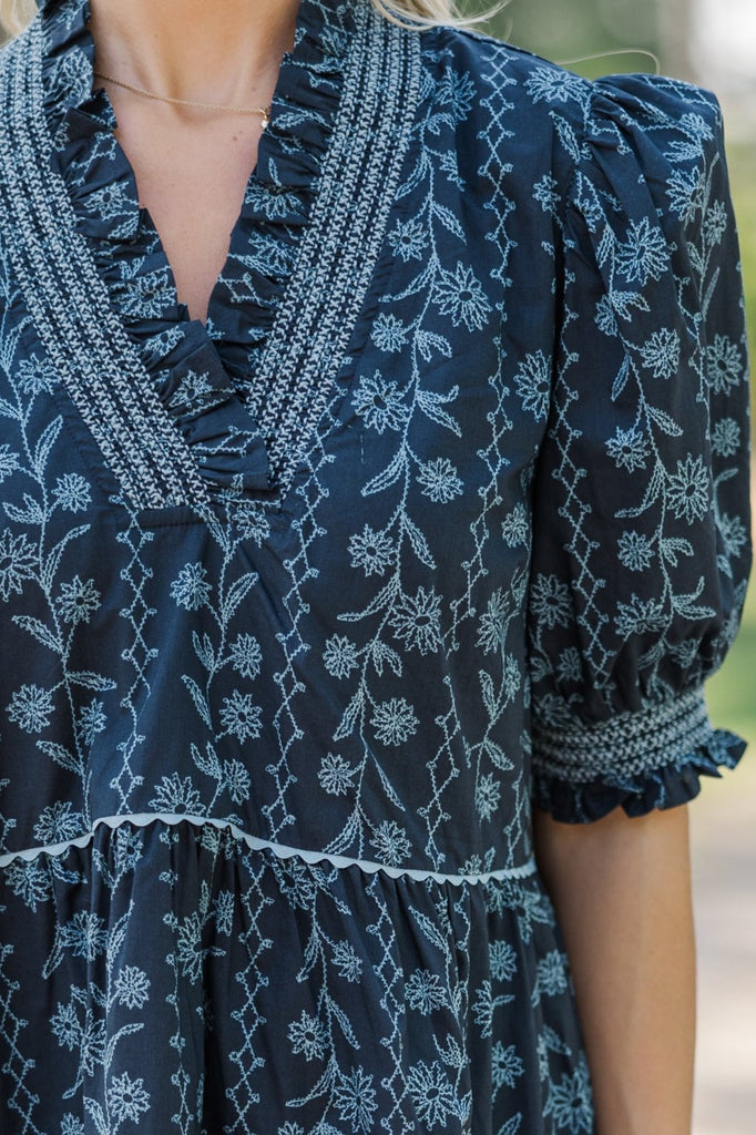 Make A Move Midnight Blue Floral Dress – Shop the Mint
