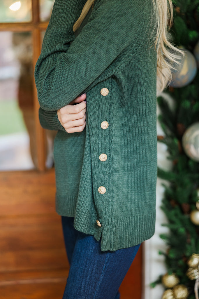 The Slouchy Emerald Green Side Button Sweater – Shop the Mint