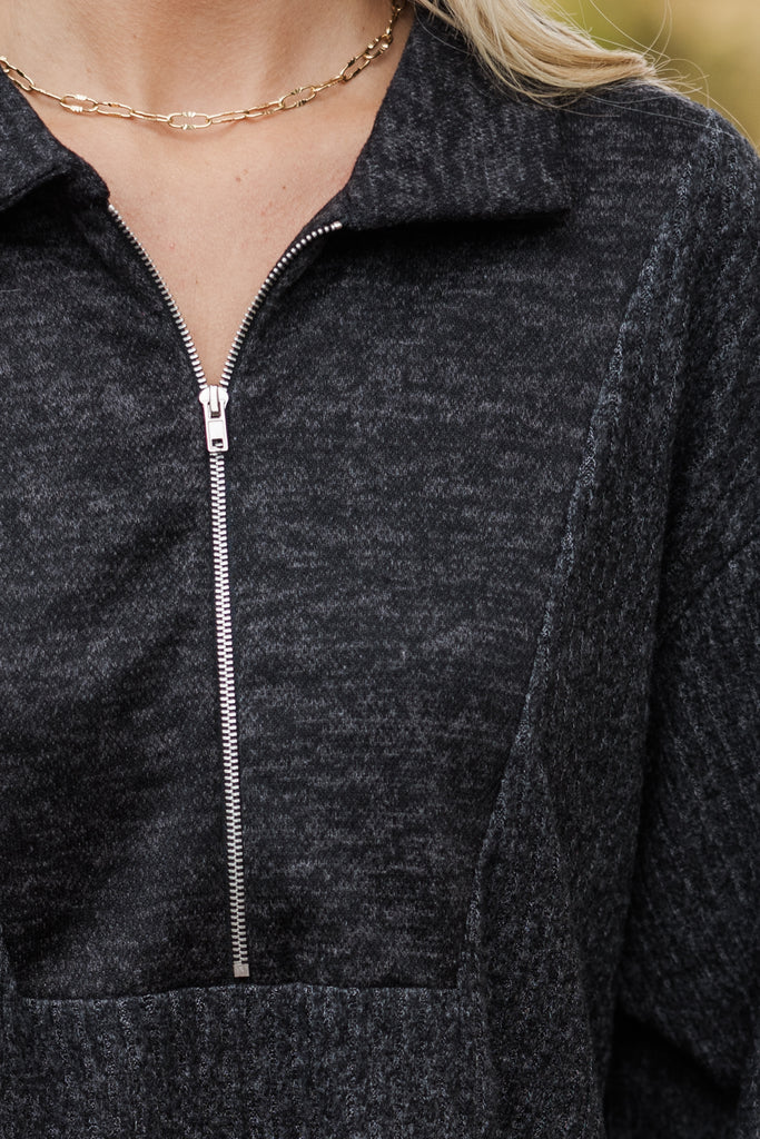 On The Rise Black Quarter Zip Sweater Dress – Shop the Mint