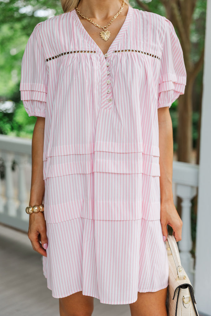 Designed For Joy Pink Striped Pleated Dress – Shop the Mint
