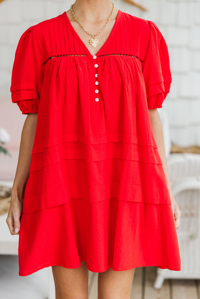 Designed For Joy Red Eyelet Pleated Dress – Shop the Mint