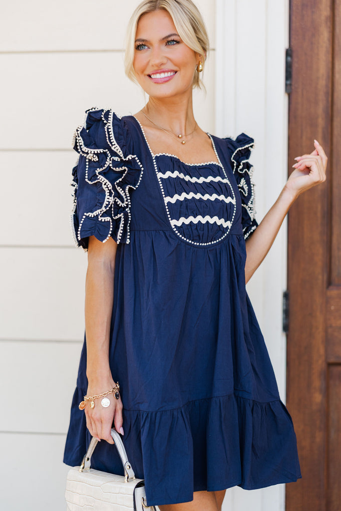 Continued Joy Navy Ruffled Dress – Shop the Mint