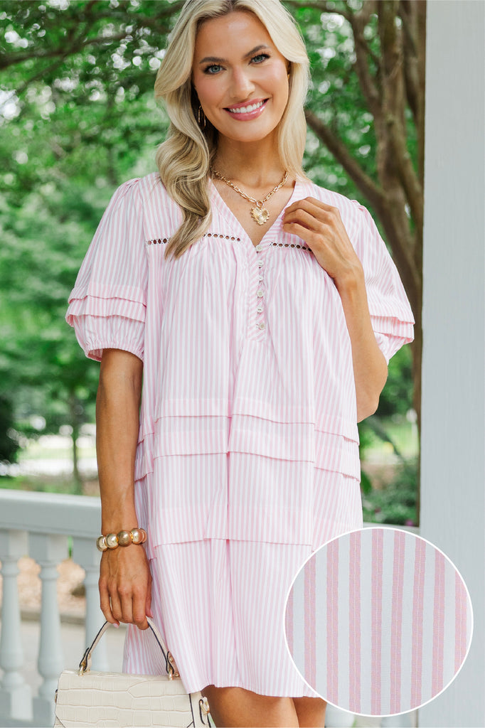 Designed For Joy Pink Striped Pleated Dress – Shop the Mint