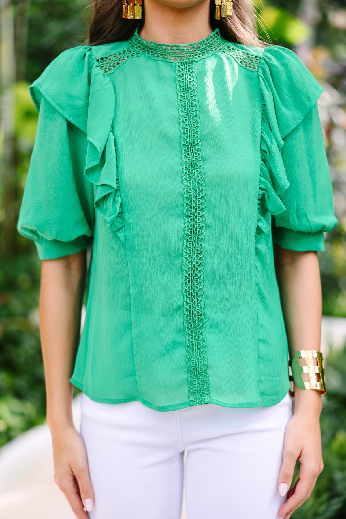 Feminine Special Green Blouse - Trendy Women's Blouses – Shop the Mint