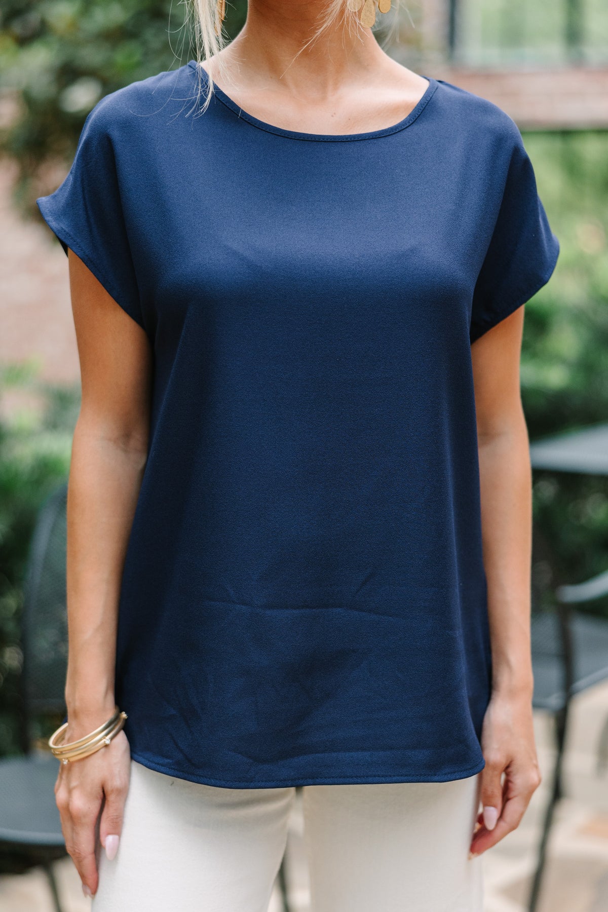 Beautiful Navy Blue Cap Sleeve Top - Classic Women's Tops – Shop the Mint