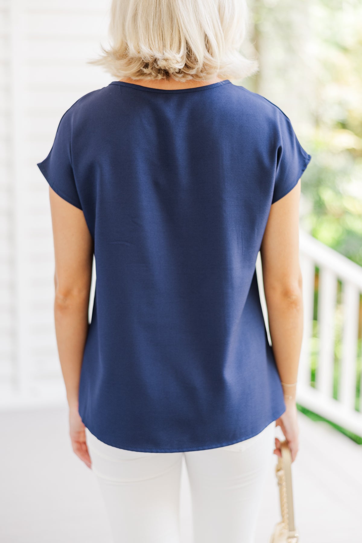 Beautiful Navy Blue Cap Sleeve Top - Classic Women's Tops – Shop the Mint