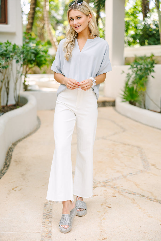 Casual Light Gray Top - Classic Women's Tops – Shop the Mint