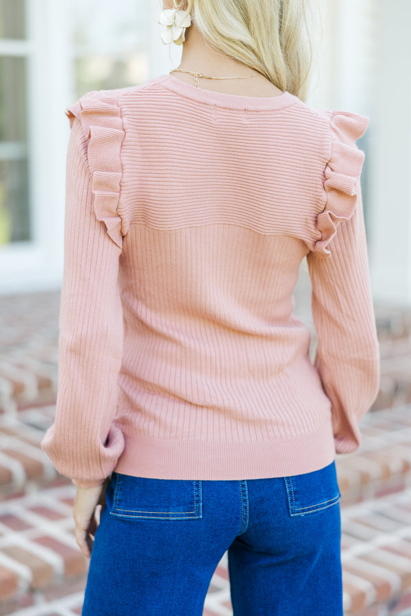 Reach Out French Rose Pink Ruffled Sweater – Shop the Mint