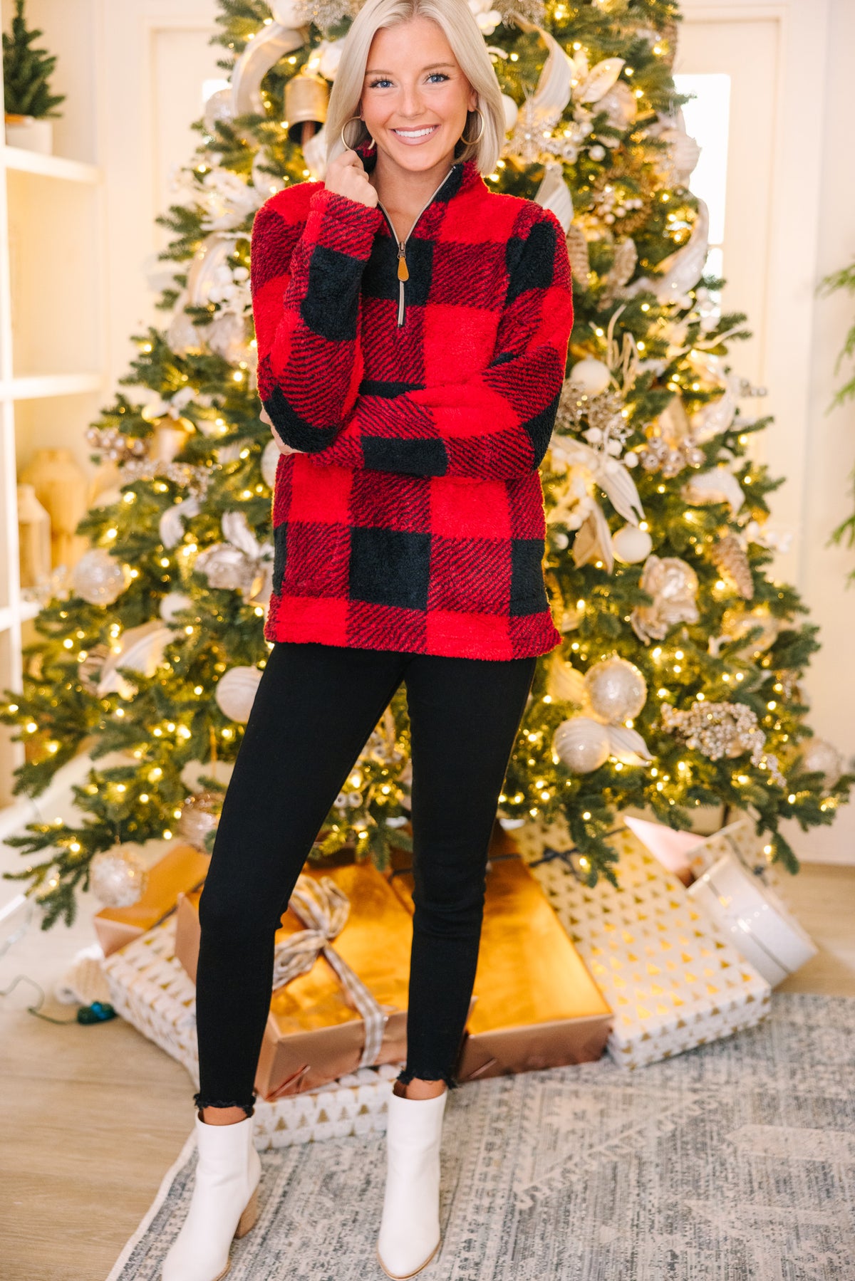 On The Move Red Buffalo Plaid Pullover – Shop the Mint