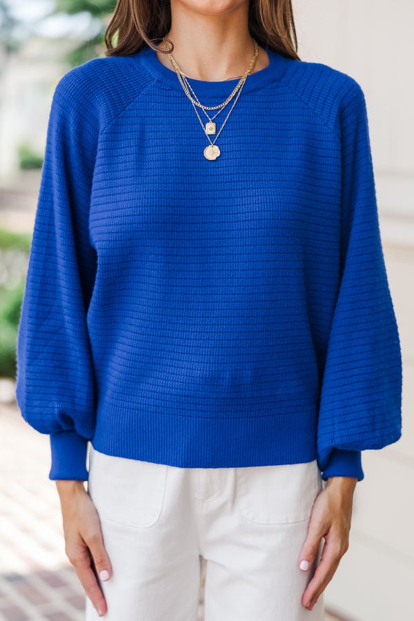 In The Works Royal Blue Ribbed Sweater – Shop the Mint