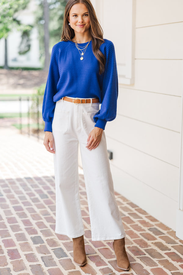 In The Works Royal Blue Ribbed Sweater – Shop the Mint