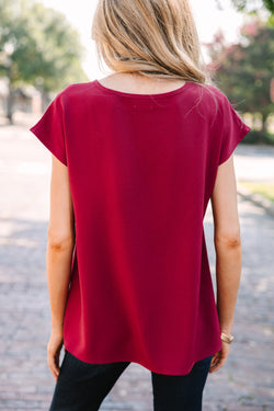 Classic Marsala Red Cap Sleeve Top - Chic Women's Tops – Shop the Mint