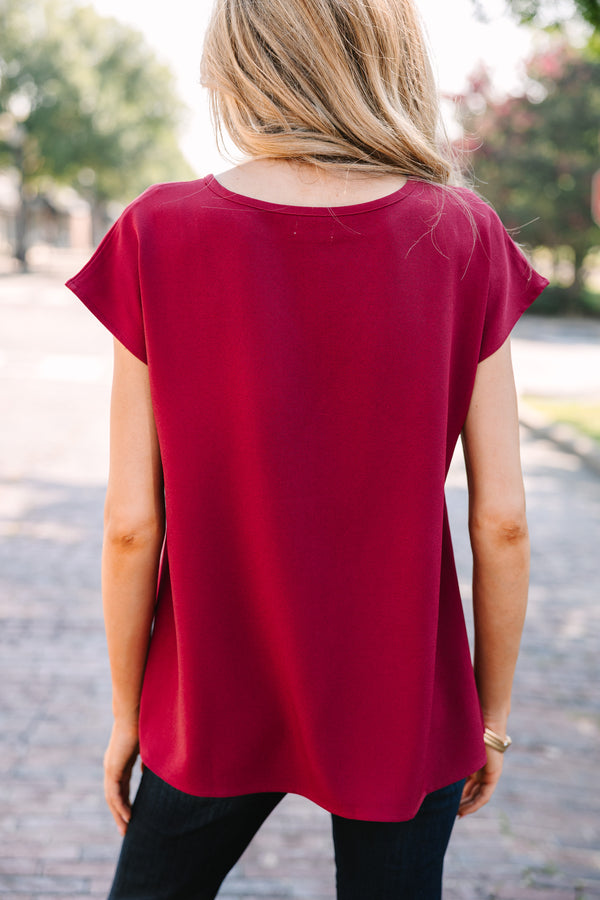 Classic Marsala Red Cap Sleeve Top - Chic Women's Tops – Shop the Mint