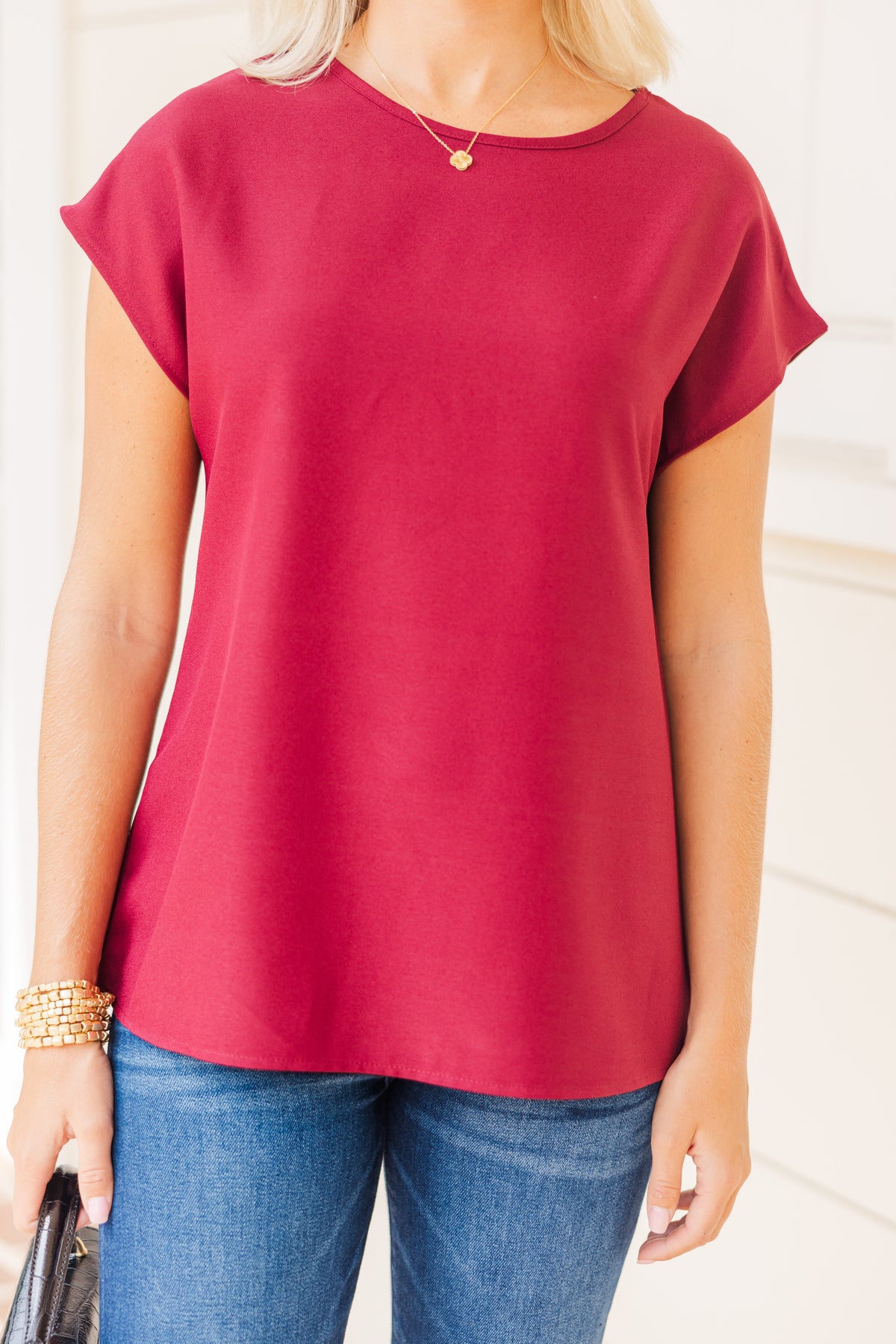 Classic Marsala Red Cap Sleeve Top - Chic Women's Tops – Shop the Mint