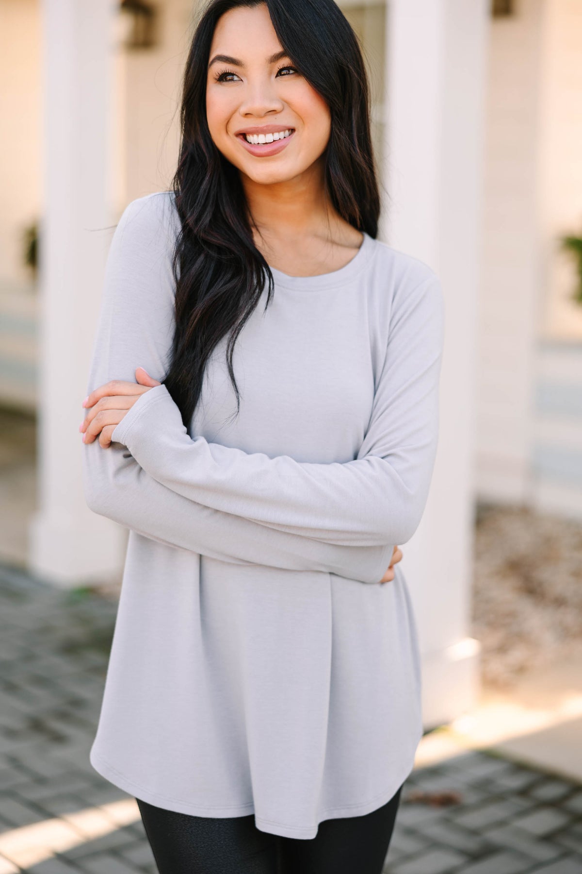Won't Let You Down Light Gray Classic Top – Shop the Mint