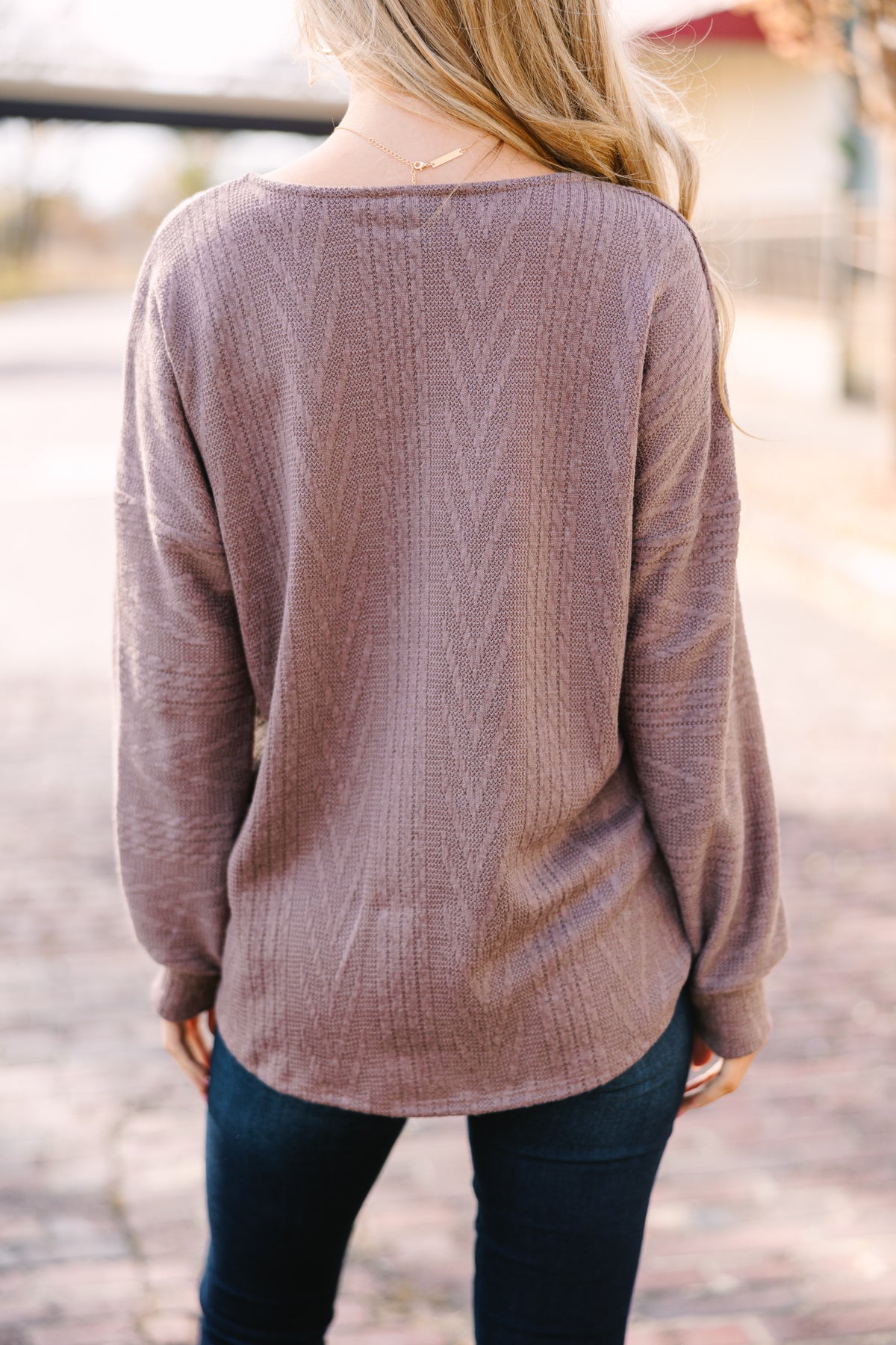 The Slouchy Mushroom Brown Cable Knit Top – Shop the Mint