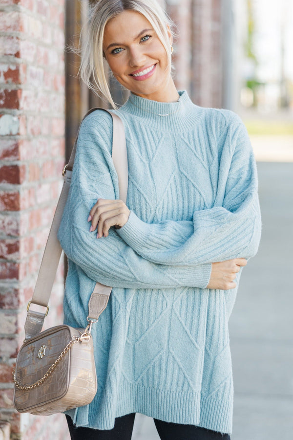Walk The Walk Light Blue Sweater – Shop the Mint