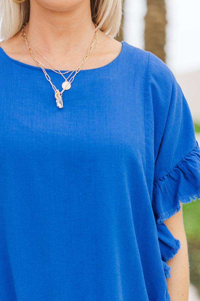 Find You Out Royal Blue Linen Top – Shop the Mint