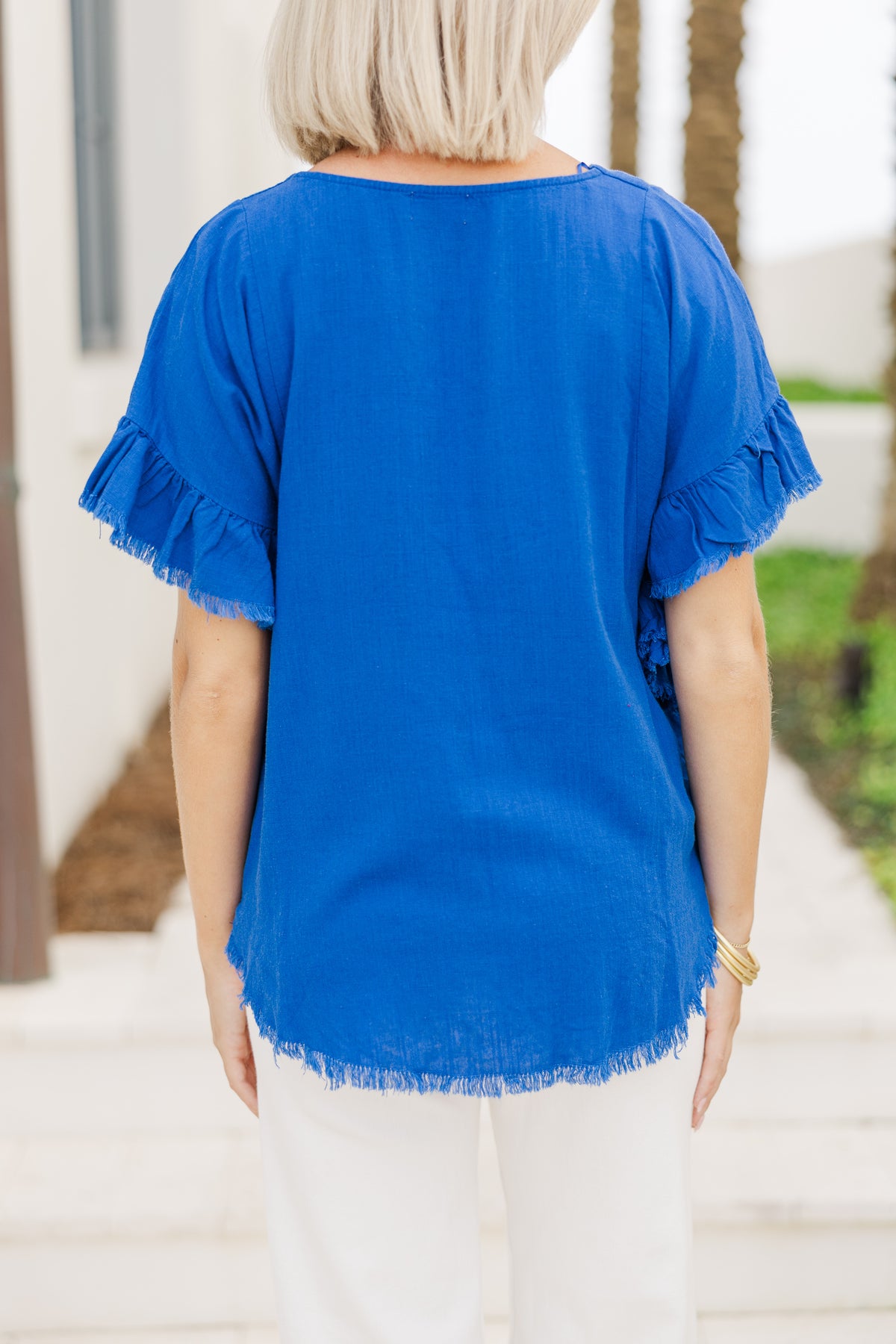 Find You Out Royal Blue Linen Top – Shop the Mint