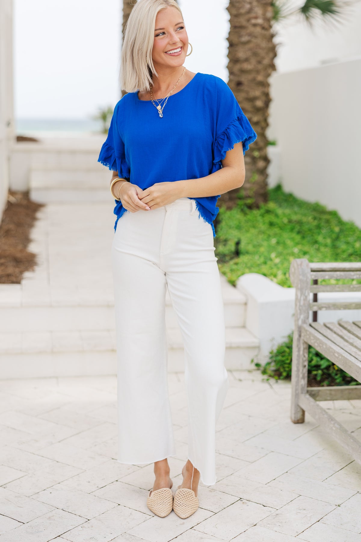 Find You Out Royal Blue Linen Top – Shop the Mint