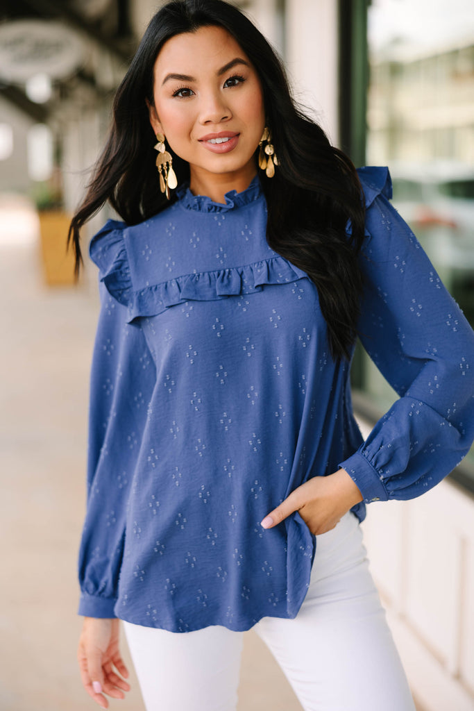 Romantic History Denim Blue Ruffled Blouse – Shop the Mint