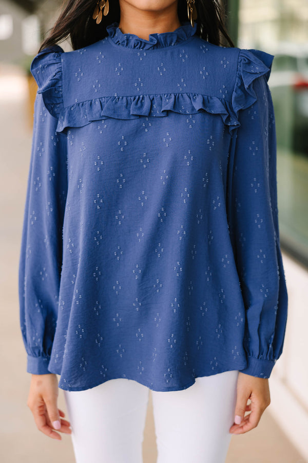 Romantic History Denim Blue Ruffled Blouse – Shop the Mint
