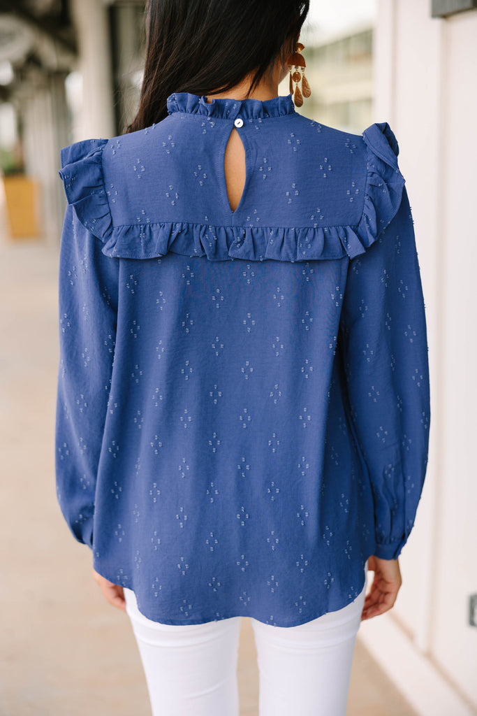 Romantic History Denim Blue Ruffled Blouse – Shop the Mint