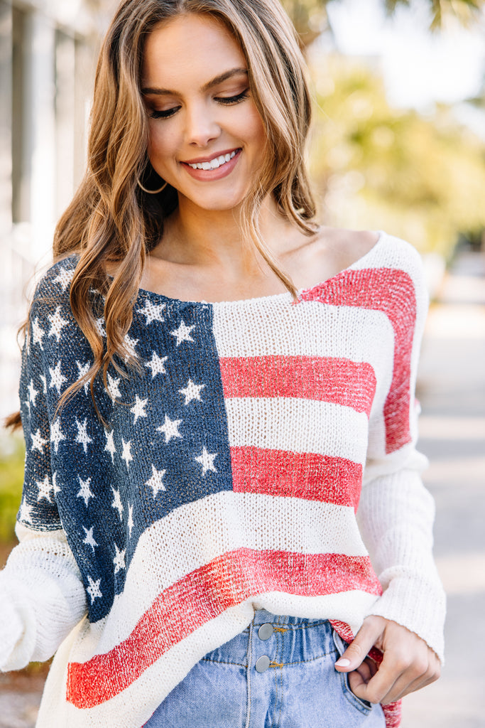 Best All Around White American Flag Sweater – Shop the Mint