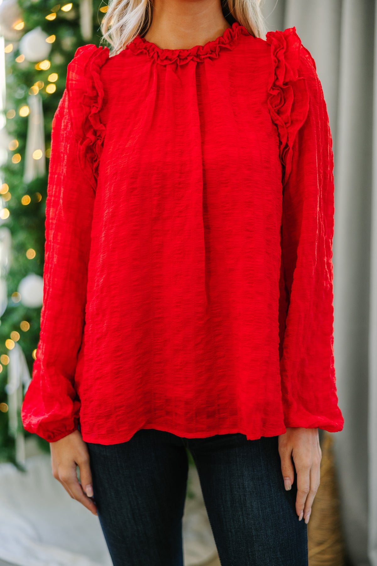Best Behavior Red Ruffled Blouse – Shop the Mint