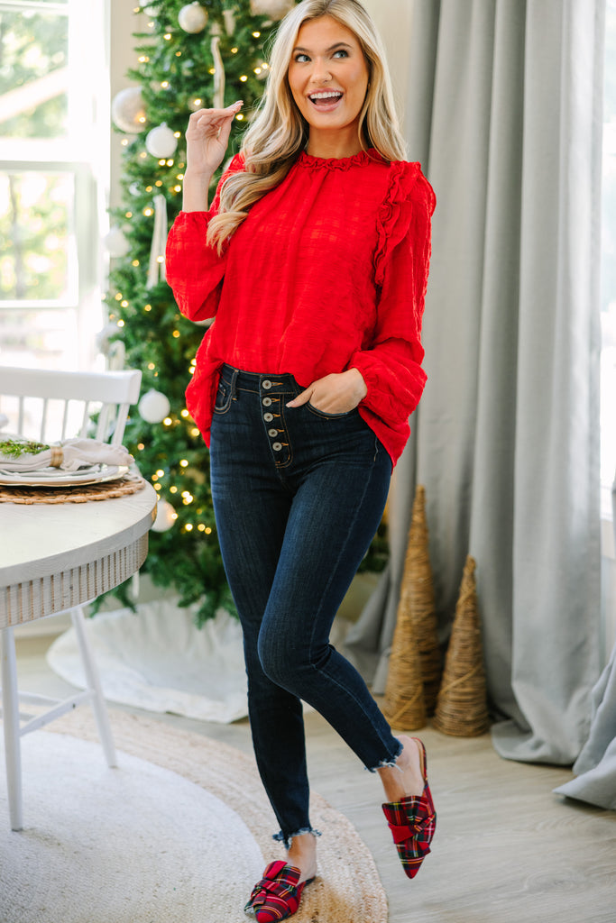 Best Behavior Red Ruffled Blouse – Shop the Mint