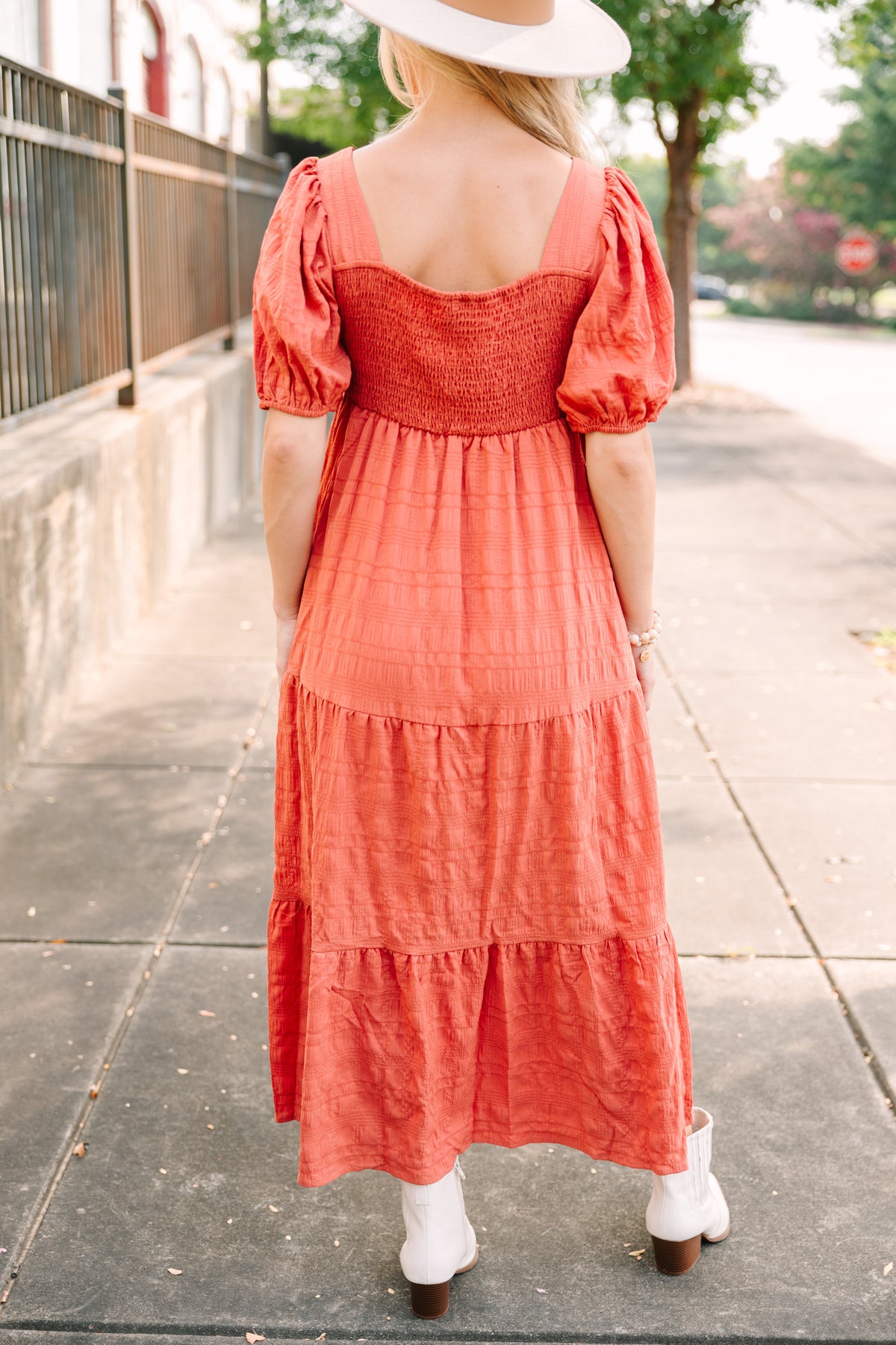 Think About It Rust Orange Midi Dress – Shop the Mint