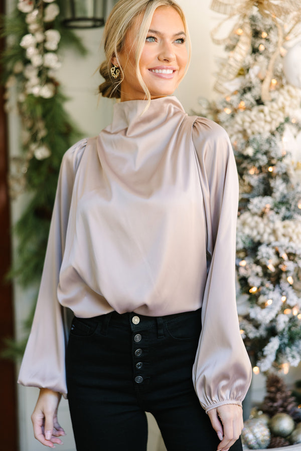 Embrace The Joy Champagne Satin Blouse – Shop the Mint