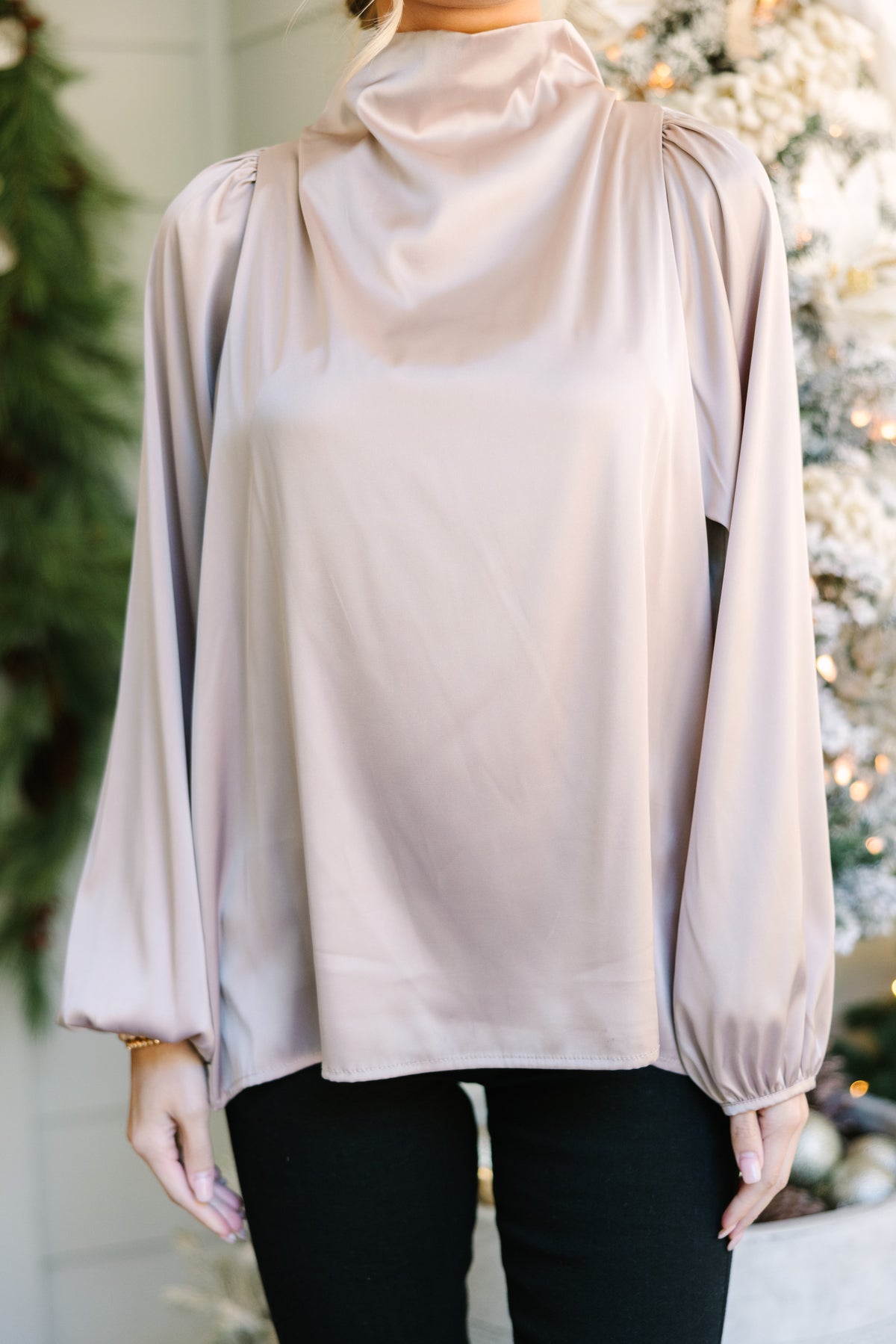 Embrace The Joy Champagne Satin Blouse – Shop the Mint
