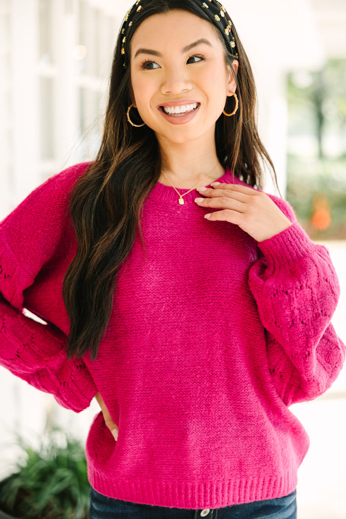 Feeling Close To You Magenta Purple Textured Sweater – Shop the Mint