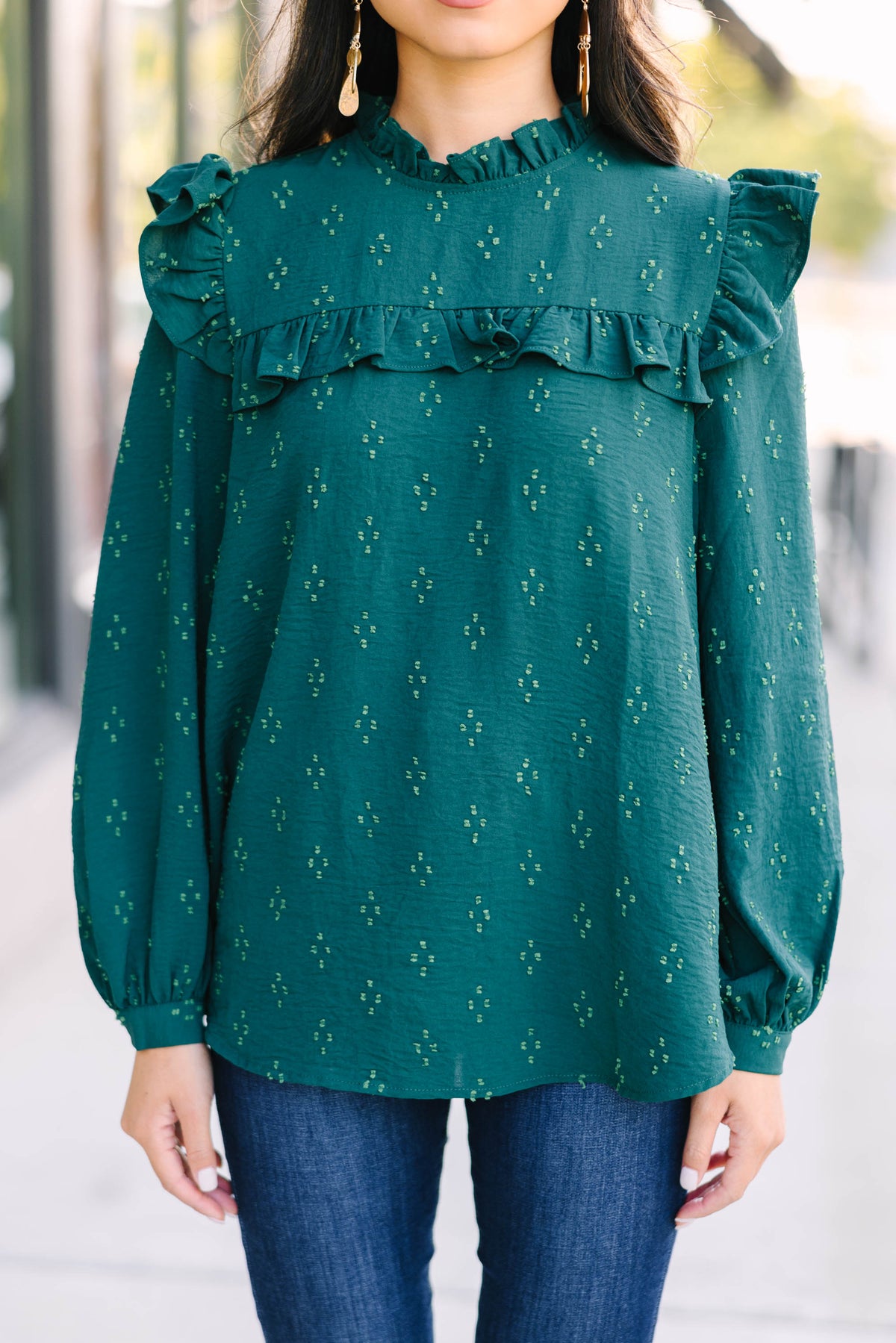 Romantic History Emerald Green Ruffled Blouse – Shop the Mint
