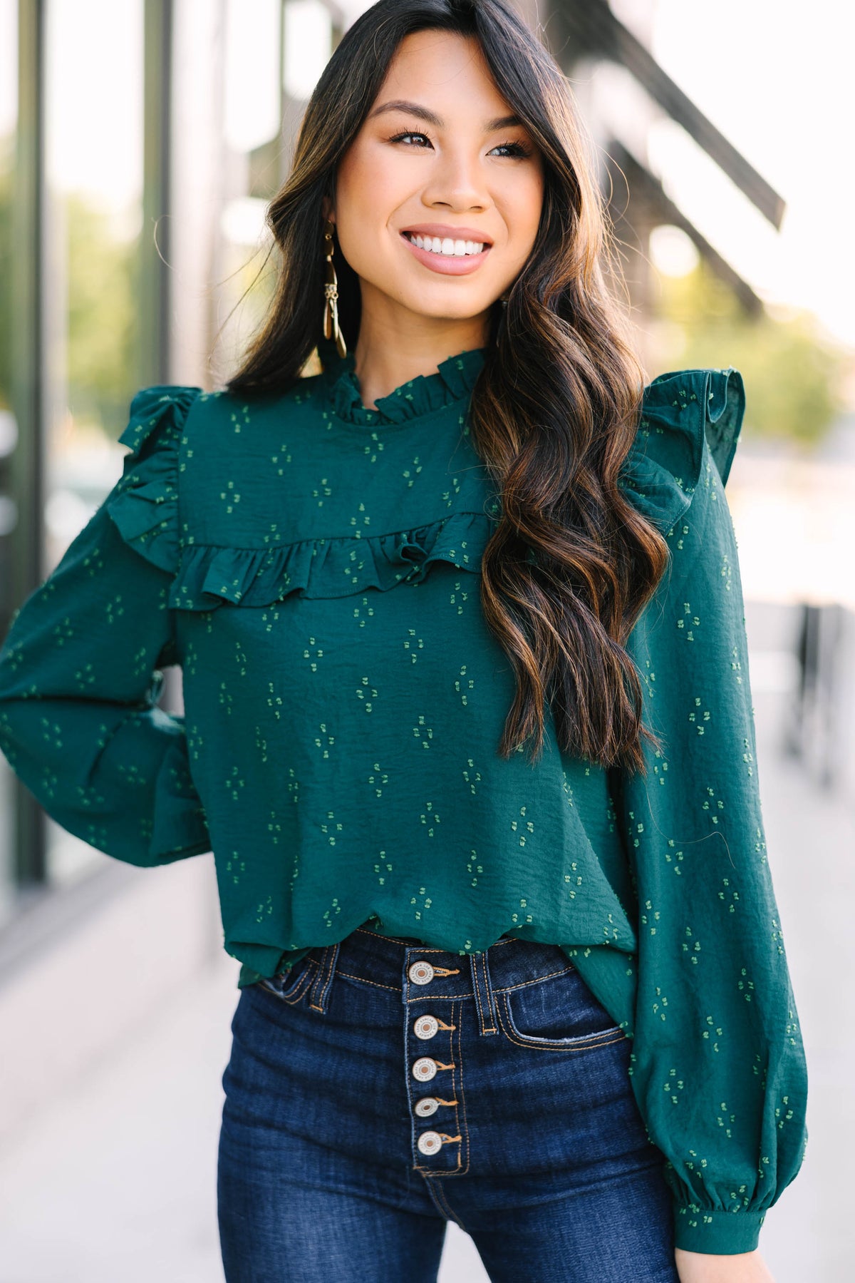 Romantic History Emerald Green Ruffled Blouse – Shop the Mint