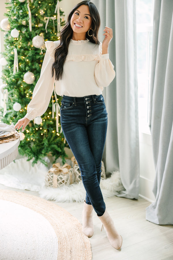 Romantic History Light Taupe Brown Ruffled Blouse – Shop the Mint