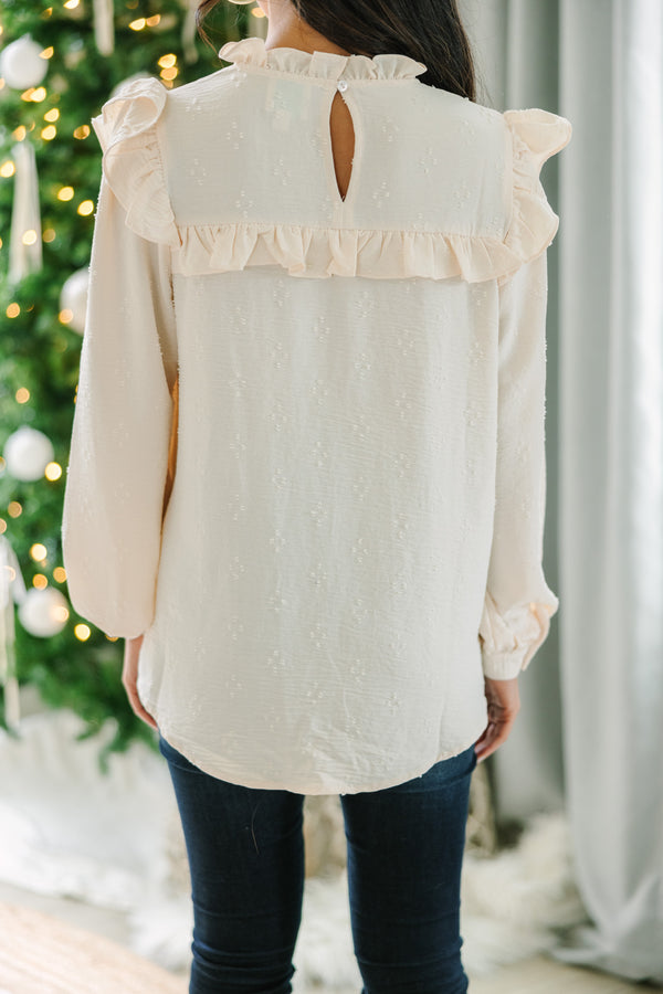 Romantic History Light Taupe Brown Ruffled Blouse – Shop the Mint