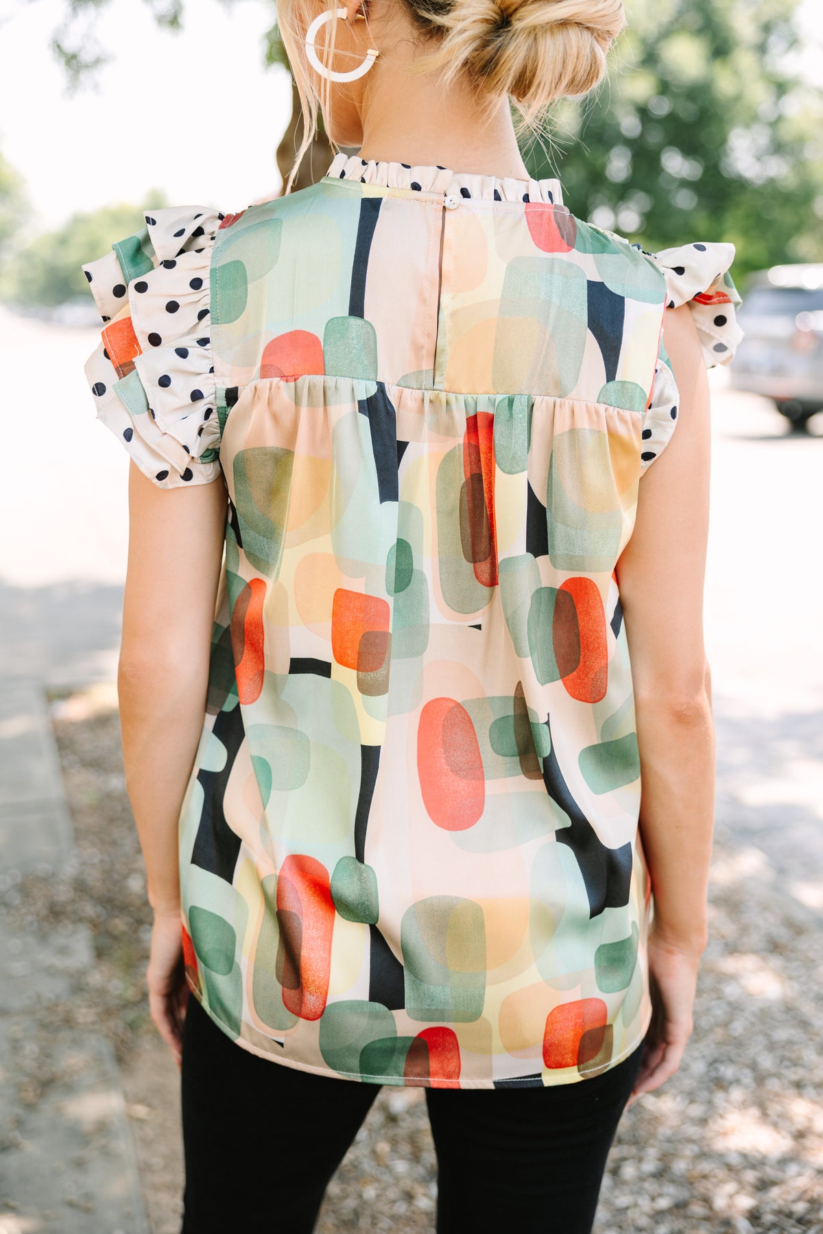 Full of love Black Abstract Ruffled Blouse – Shop the Mint