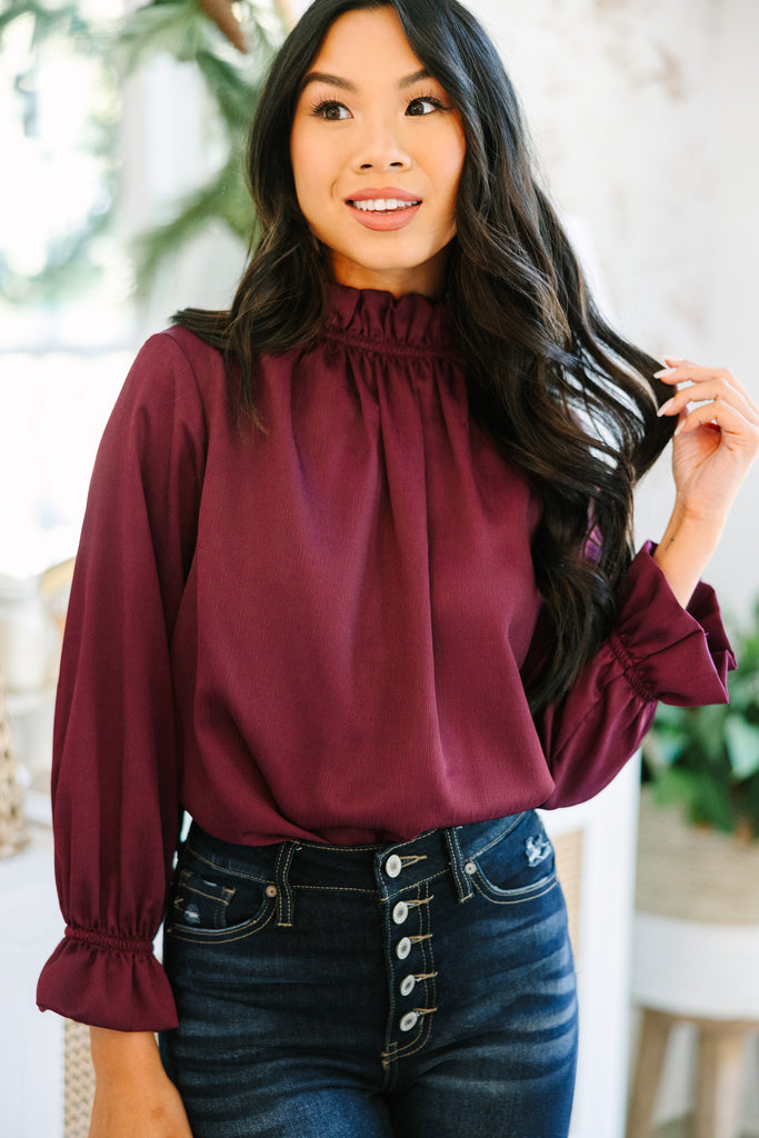 Tried and True Plum Purple Ruffled Blouse – Shop the Mint