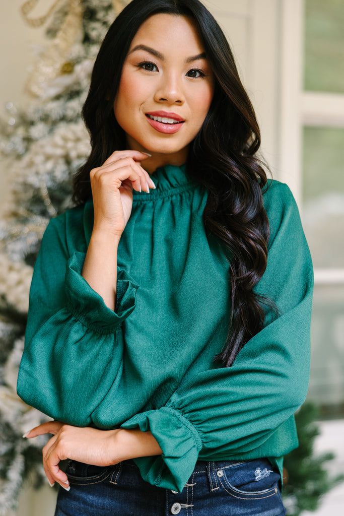 Tried and True Emerald Green Ruffled Blouse – Shop the Mint