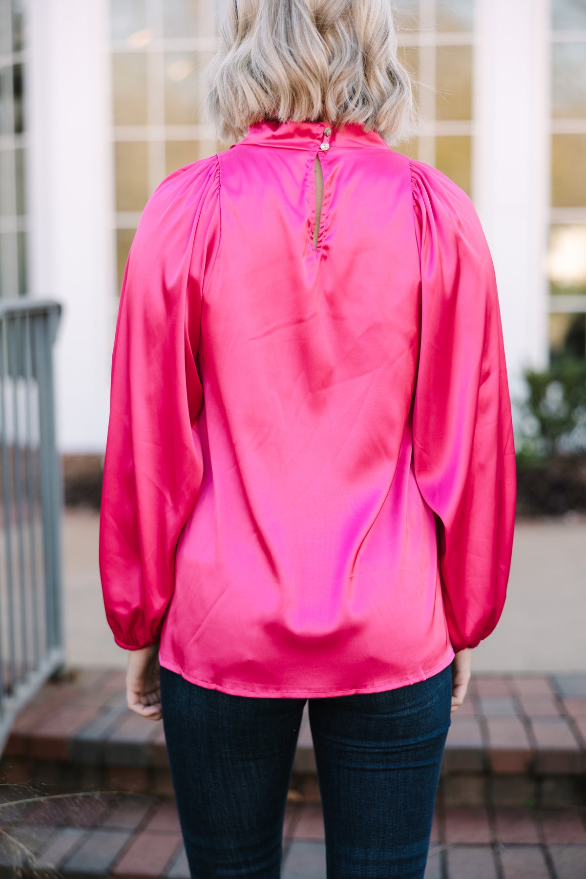 Embrace The Joy Fuchsia Pink Satin Blouse – Shop the Mint