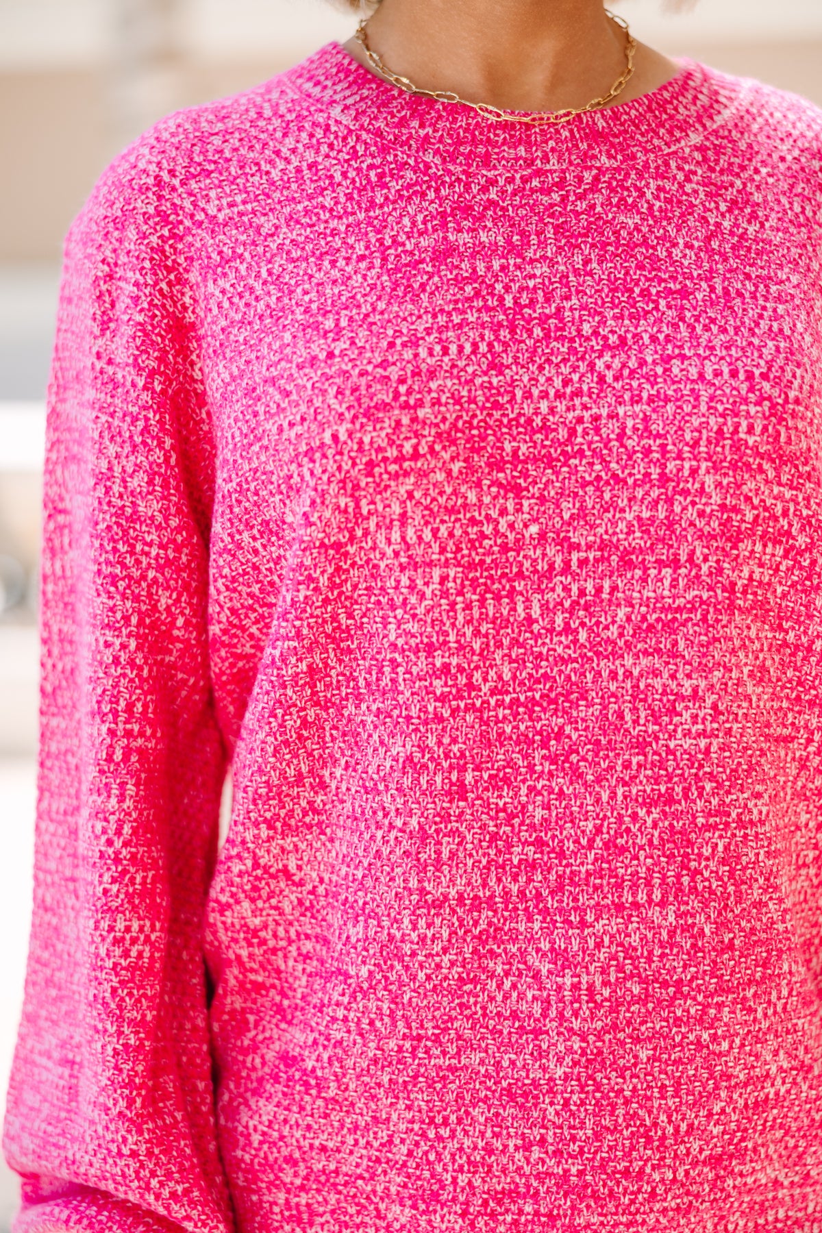 The Slouchy Fuchsia Pink Bubble Sleeve Sweater – Shop the Mint
