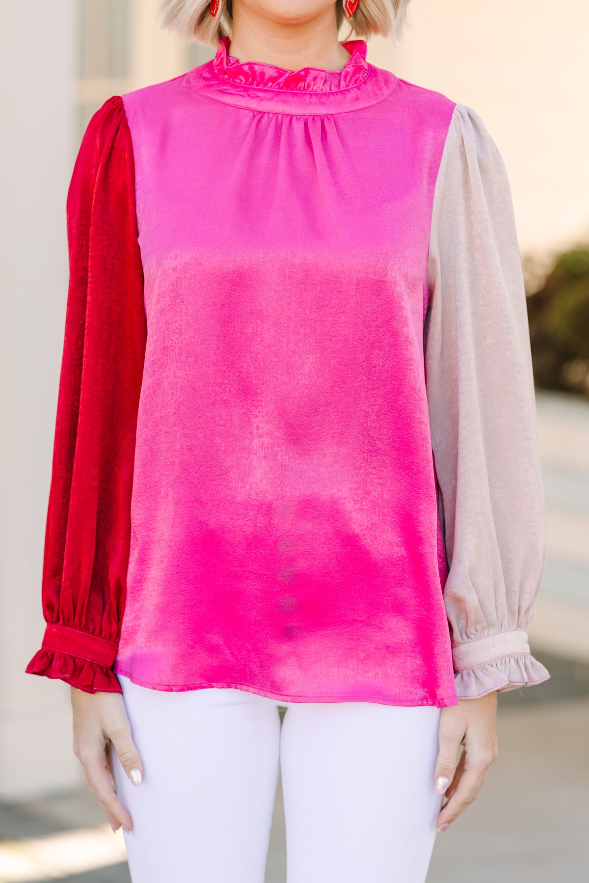 Get Their Attention Hot Pink Colorblock Blouse – Shop the Mint