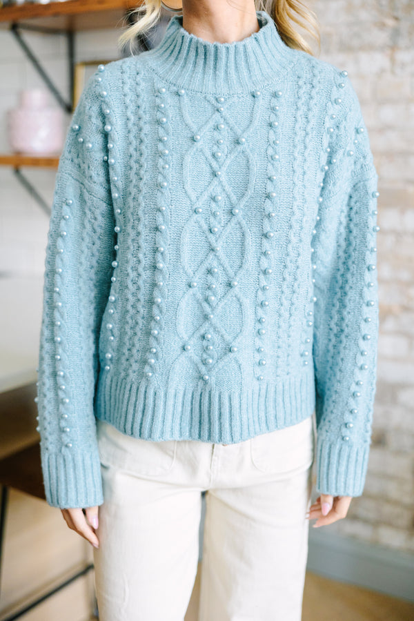 It's All You Ice Blue Embellished Sweater – Shop the Mint