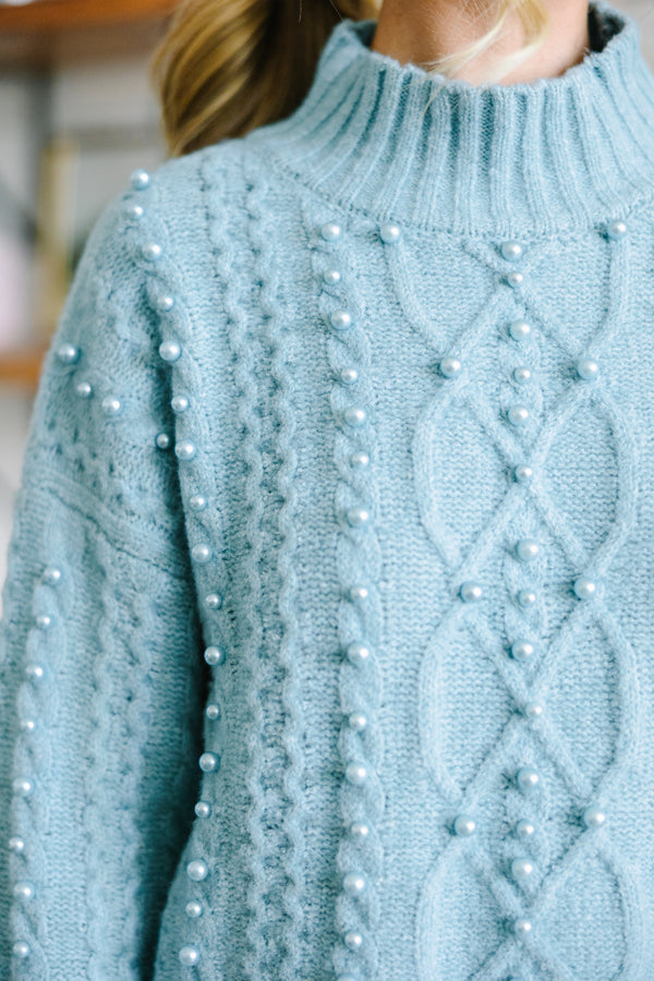 It's All You Ice Blue Embellished Sweater – Shop the Mint
