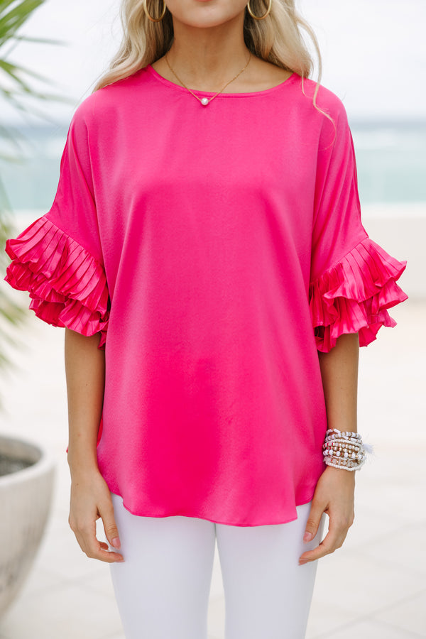 All The Frills Hot Pink Ruffled Blouse – Shop the Mint