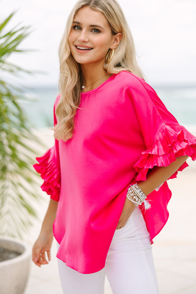 All The Frills Hot Pink Ruffled Blouse – Shop the Mint