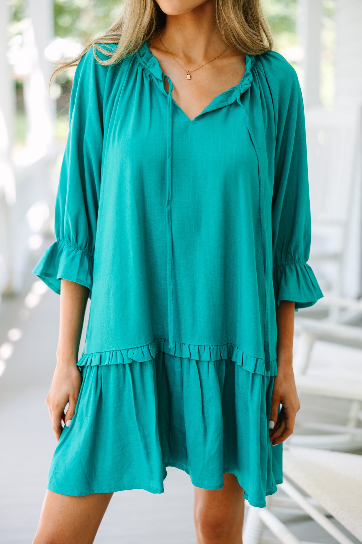 Always In The Lead Lagoon Green Linen Dress – Shop the Mint